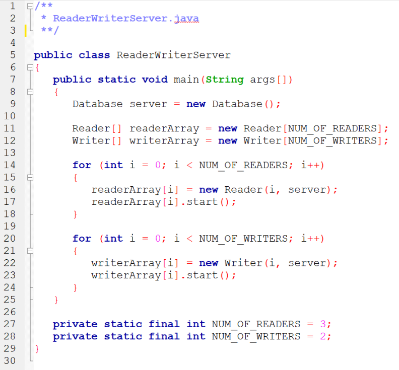 The Java-based solution to the Readers-Writers | Chegg.com