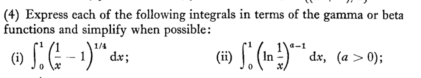 Solved (4) Express each of the following integrals in terms | Chegg.com
