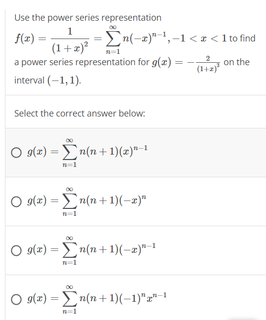 Solved = Use the power series representation 1 f(x) = į | Chegg.com