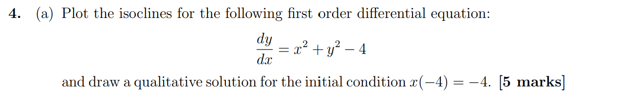 Solved (a) Plot the isoclines for the following first order | Chegg.com
