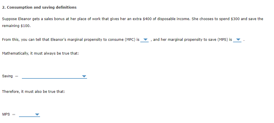 Solved 2. Consumption and saving definitions Suppose Eleanor | Chegg.com