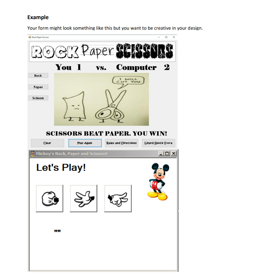 Solved RockPaperScissors Basic Steps in Creating your | Chegg.com