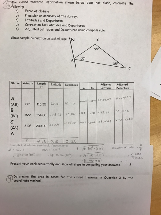 Solved e closed traverse information shown below does not | Chegg.com