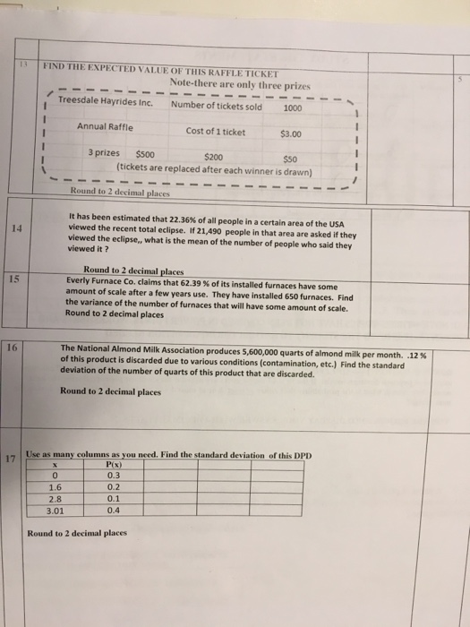 Solved 3 FIND THE EXPECTED VALUE OF THIS RAFFLE TICKET | Chegg.com