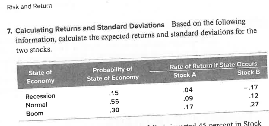 Solved 7. ﻿Calculating Returns and Standard Deviations Based | Chegg.com