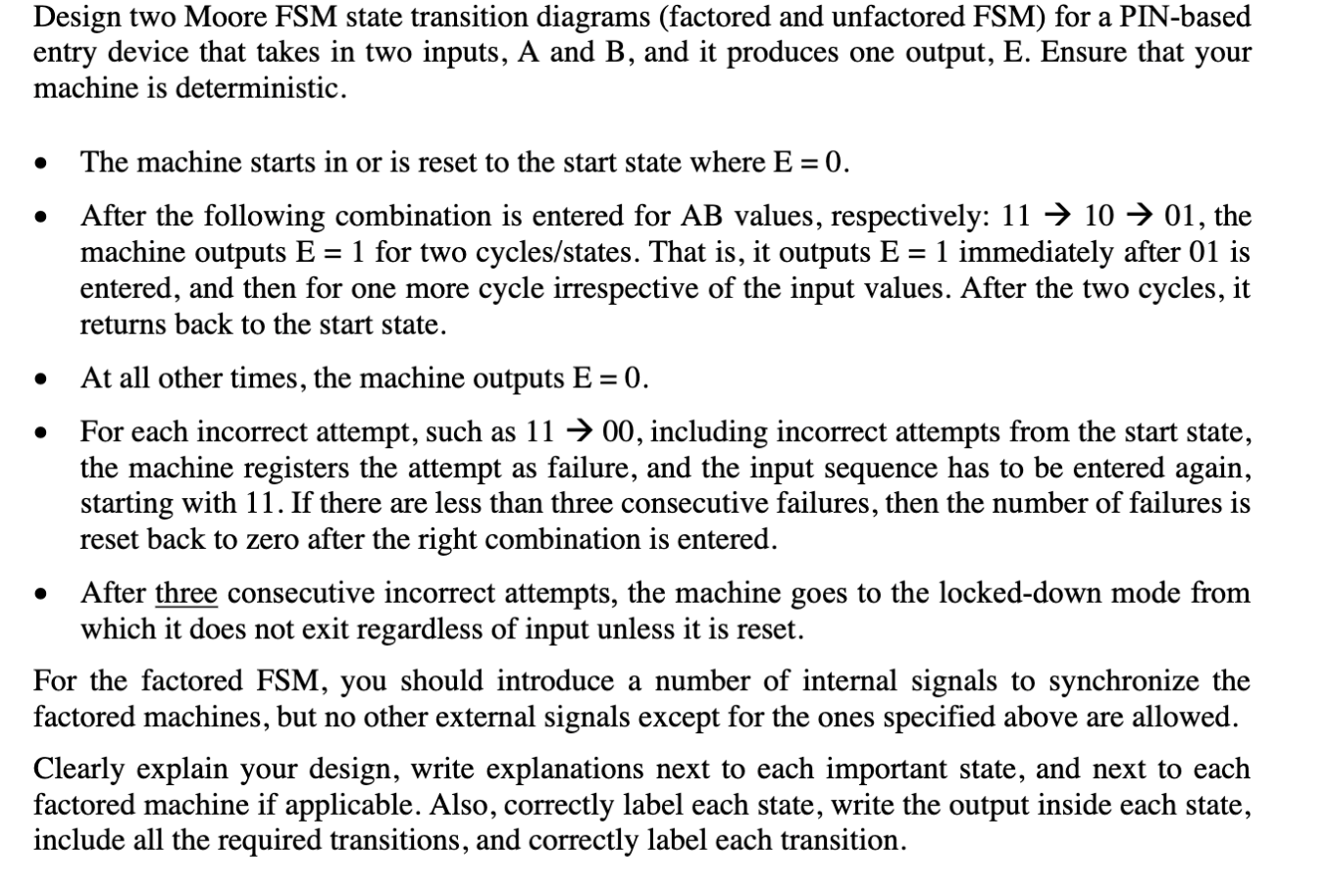Solved Design two Moore FSM state transition diagrams | Chegg.com