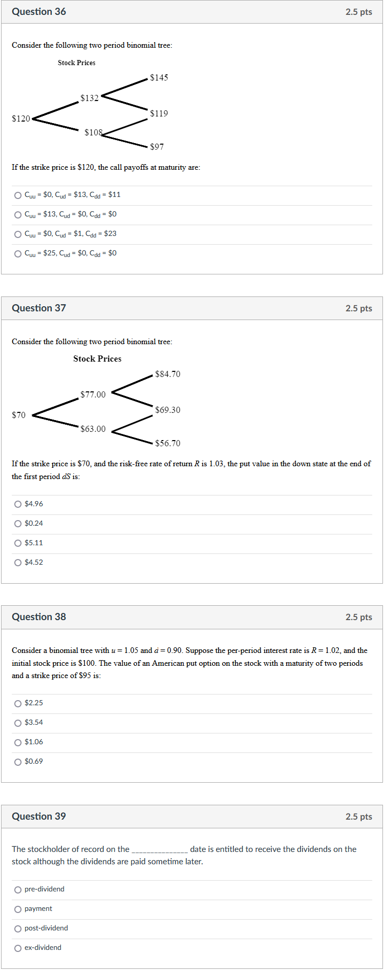 Solved Consider the following two period binomial tree: If | Chegg.com