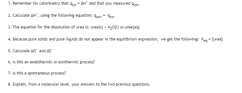Solved This is a thermodynamics of urea dissolution lab. | Chegg.com