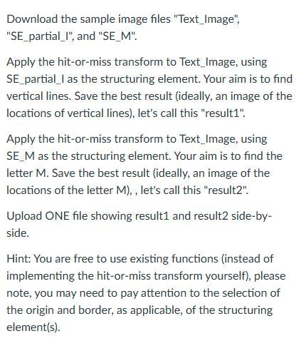 Solved Download the sample image files "Text_Image", | Chegg.com