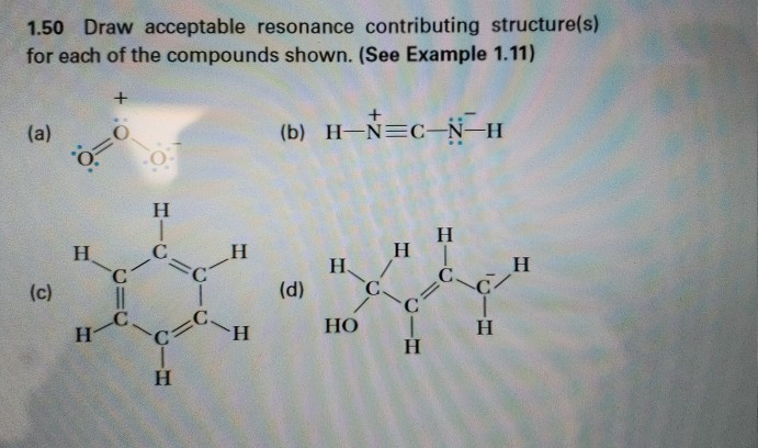 Solved 1.50 Draw acceptable resonance contributing | Chegg.com