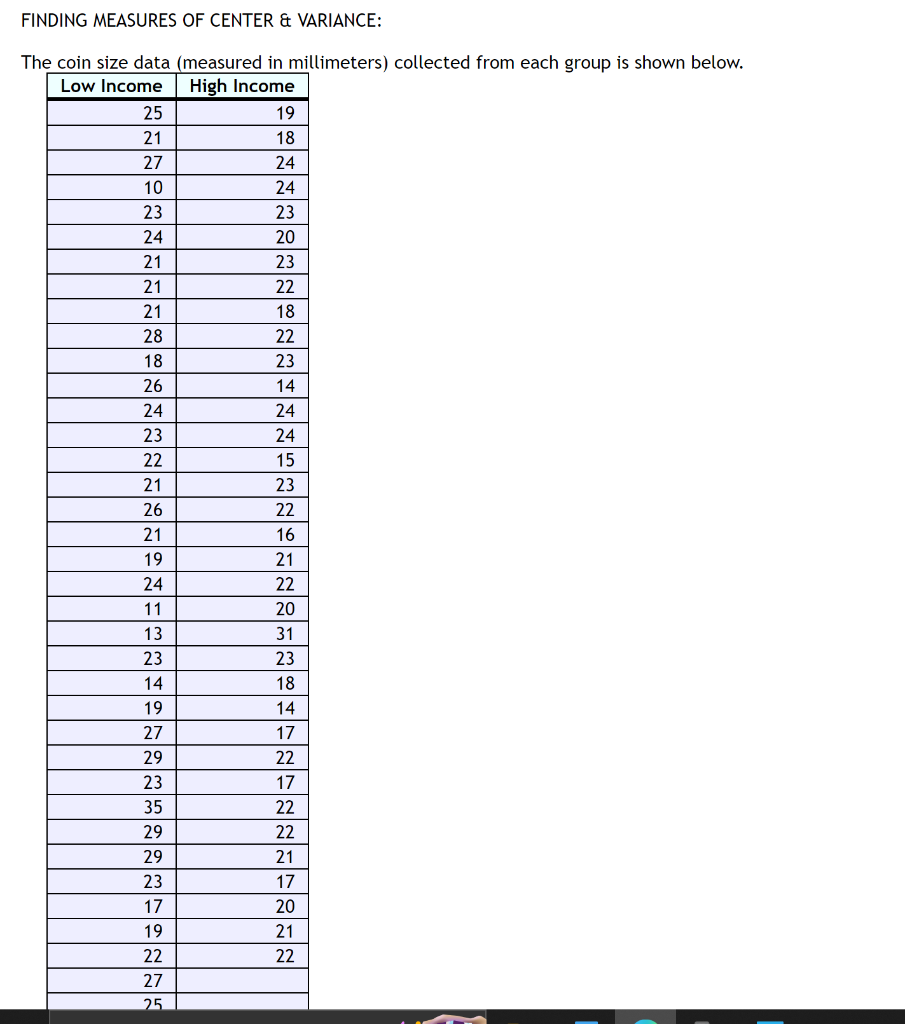 Solved FINDING MEASURES OF CENTER \& VARIANCE: T| imeters) | Chegg.com
