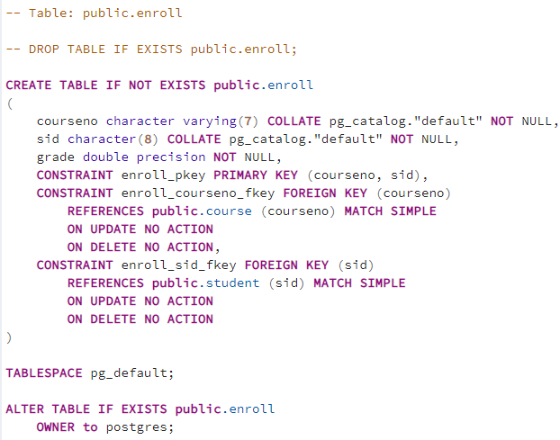 Consider the following tables: "courseno" includes a | Chegg.com