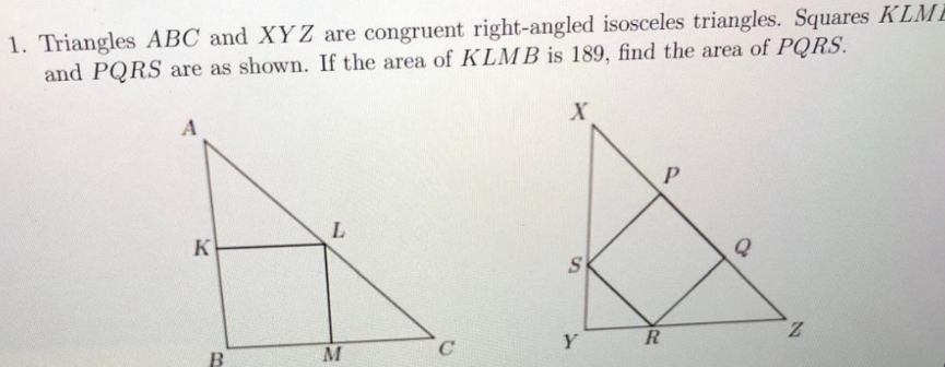 Solved Triangles ABC and xYZ ﻿are congruent right-angled | Chegg.com