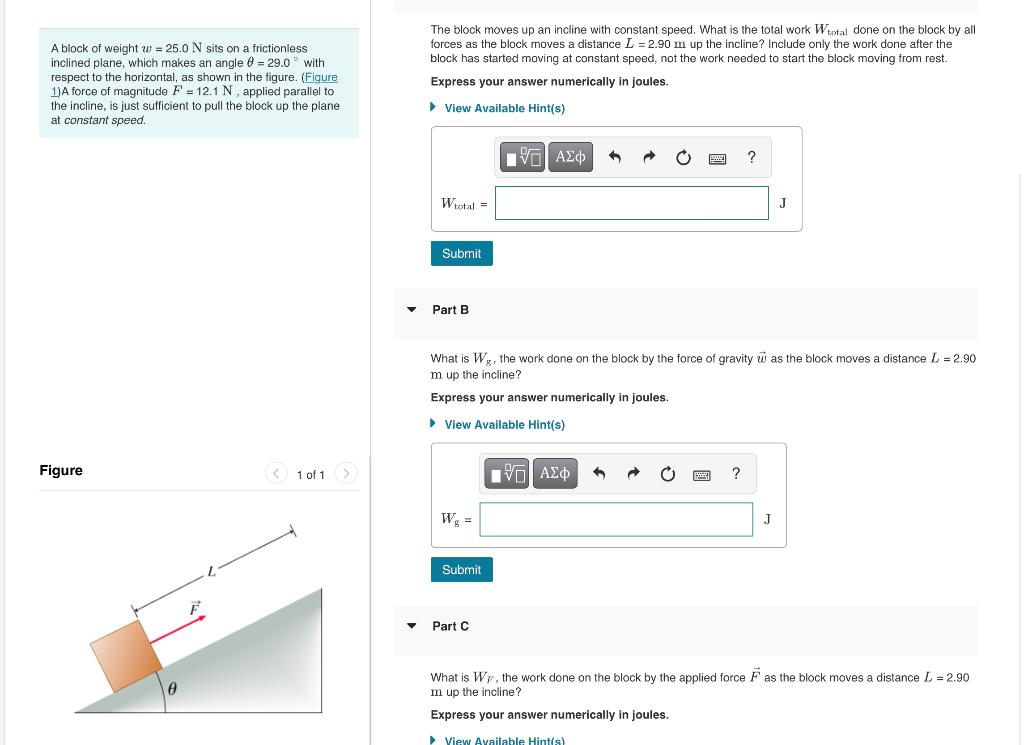 Solved The block moves up an incline with constant speed. | Chegg.com Solved The block moves up an incline with constant speed. | Chegg.com