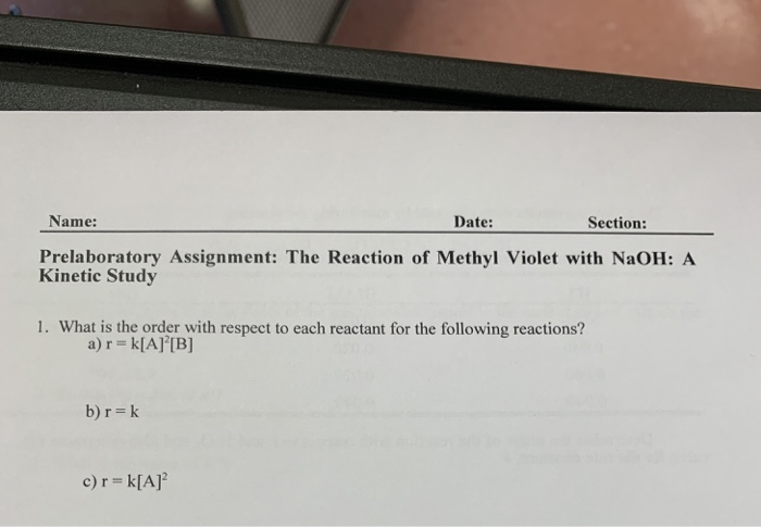 Solved Name: Date: Section: Prelaboratory Assignment: The | Chegg.com Solved Name: Date: Section: Prelaboratory Assignment: The | Chegg.com