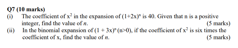 Solved Q7 (10 marks) (i) The coefficient of x2 in the | Chegg.com