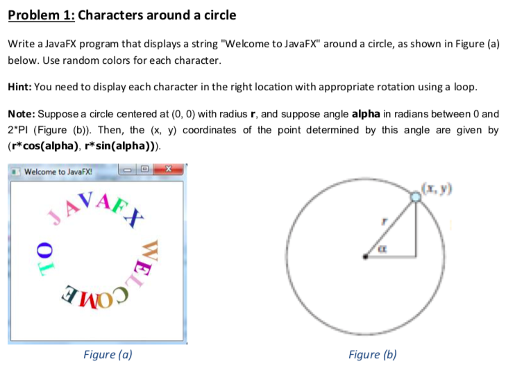 Solved Problem 1 Characters Around Circle Write Javafx Program Displays String Welcome 0577