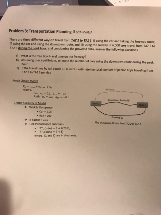 Solved Problem 3: Transportation Planning II (20 Points) | Chegg.com
