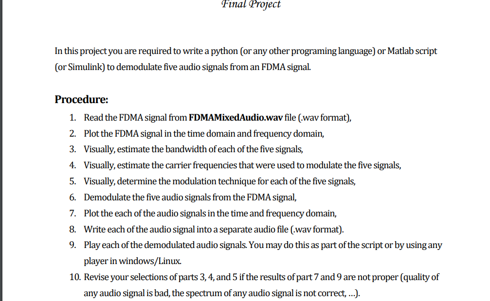 Final Project In this project you are required to | Chegg.com