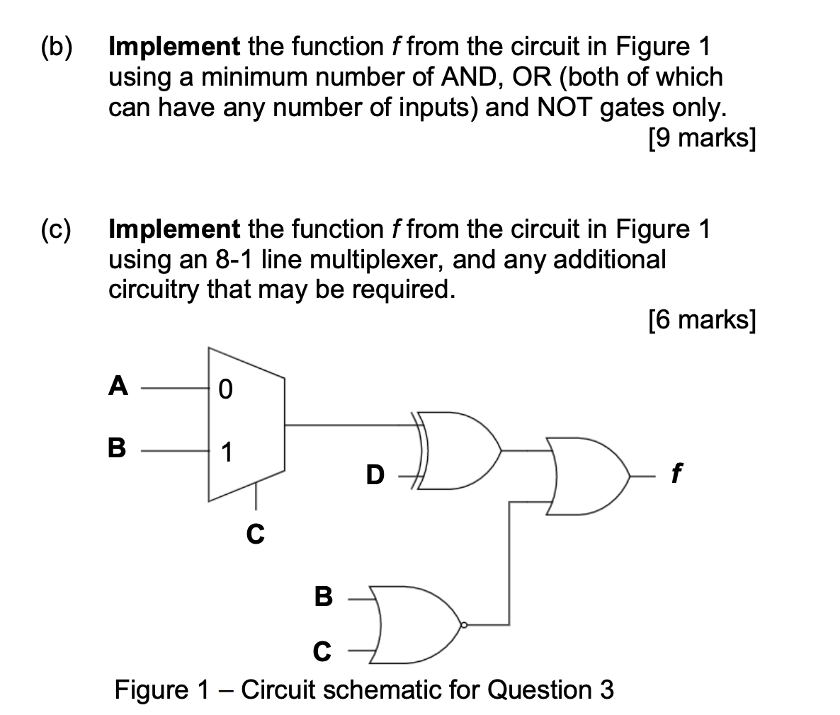 Solved (b) Implement the function f from the circuit in | Chegg.com