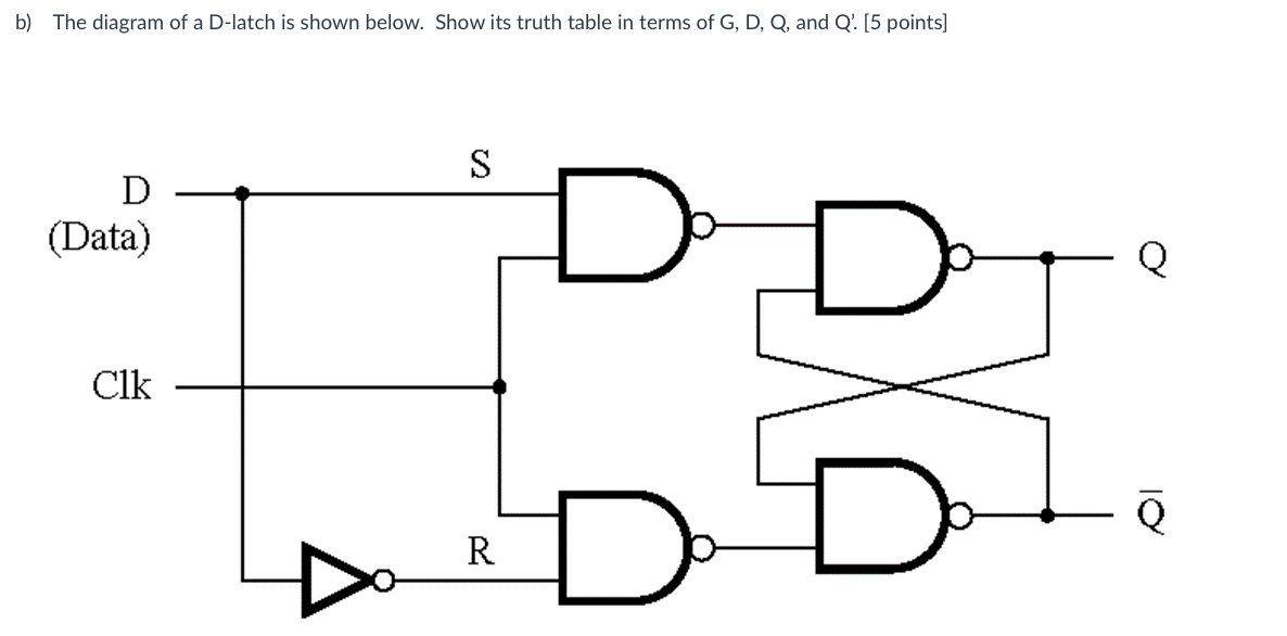 Solved B The Diagram Of A D Latch Is Shown Below Show Its 9301