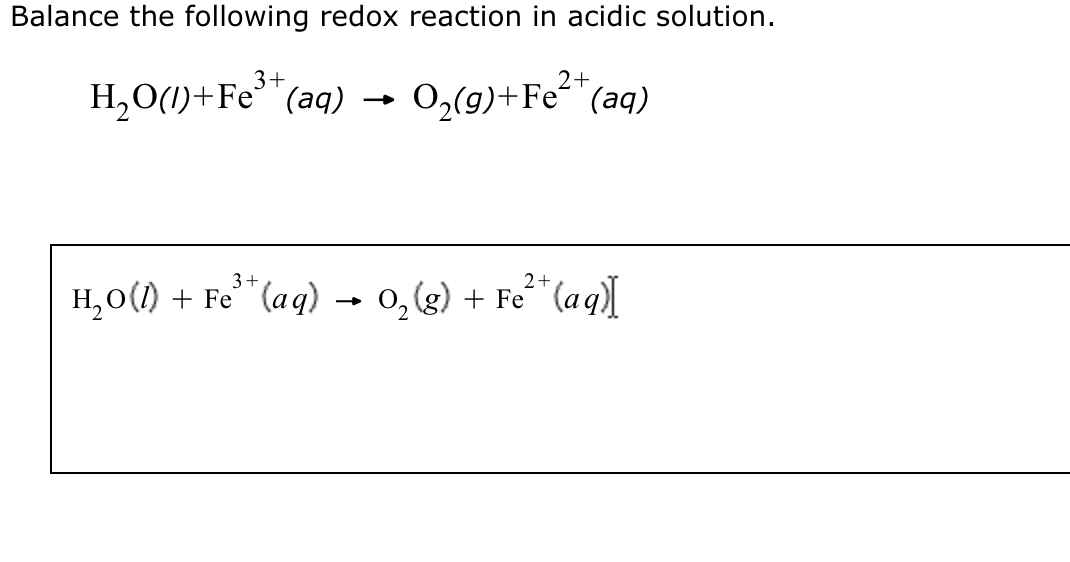 Solved Balance the following redox reaction in acidic | Chegg.com