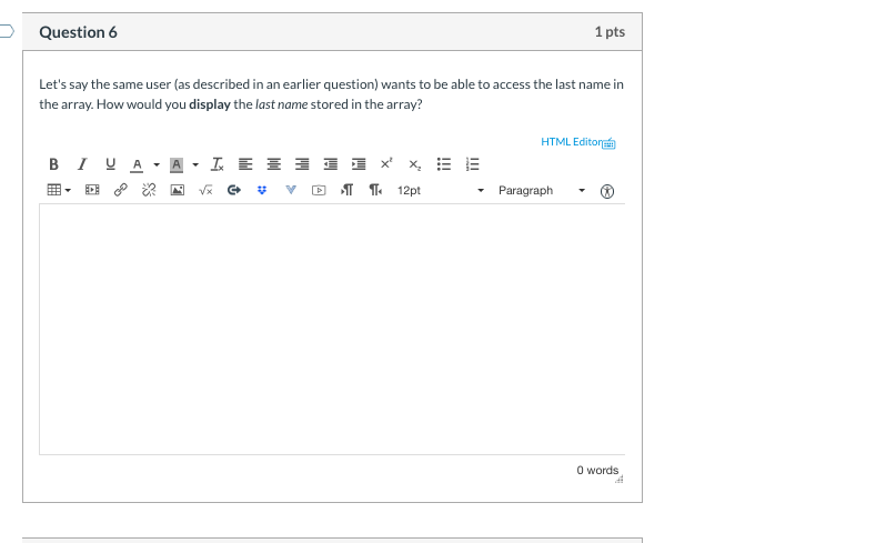 Solved Question 1 1 pts How do you declare an array | Chegg.com