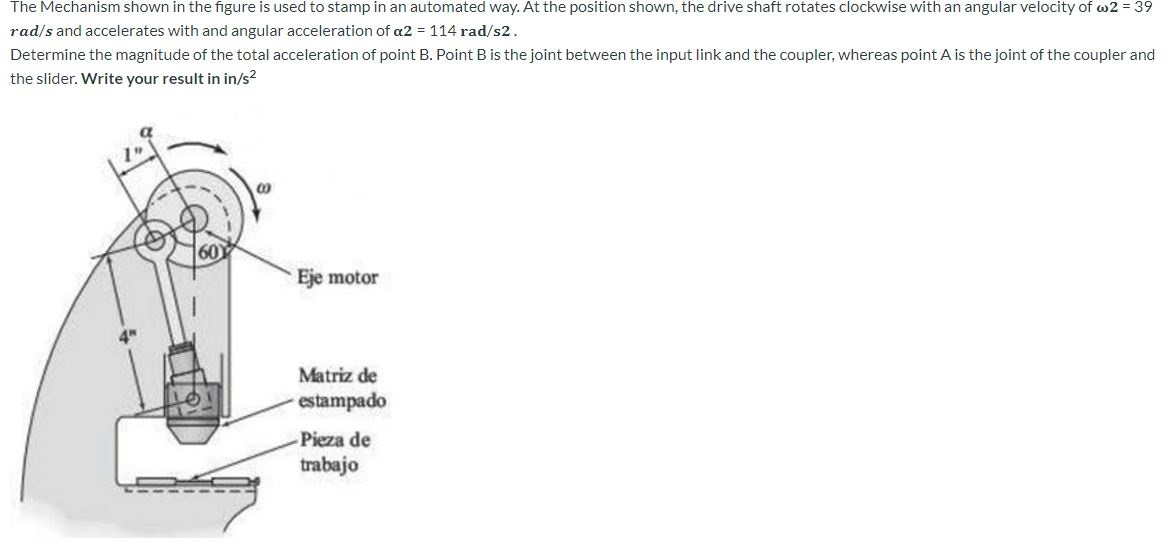 Solved The Mechanism shown in the figure is used to stamp in | Chegg.com