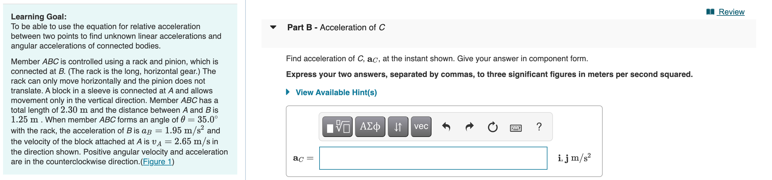 Solved Relative-Motion Analysis: Acceleration 6 of 14 II | Chegg.com