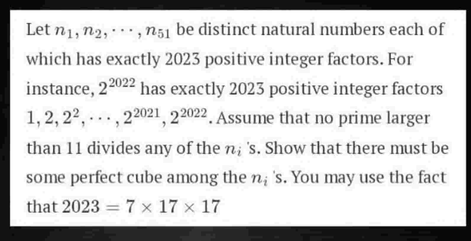 Let n1,n2,cdots,n51 be ﻿distinct natural numbers each | Chegg.com
