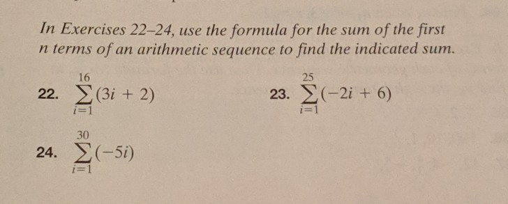 Solved In Exercises 22-24, use the formula for the sum of | Chegg.com