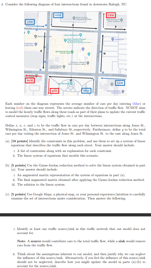Solved Consider the following diagram of four intersections | Chegg.com