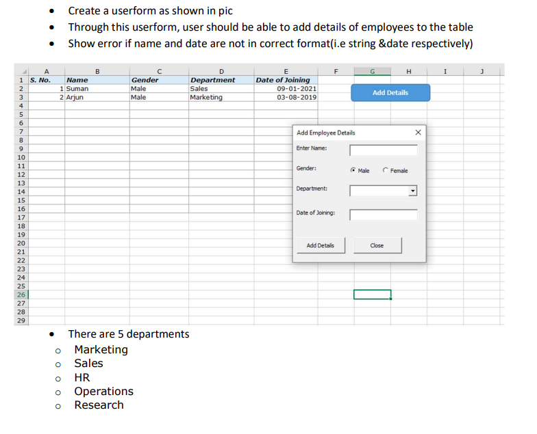 Create a userform as shown in pic Through this | Chegg.com