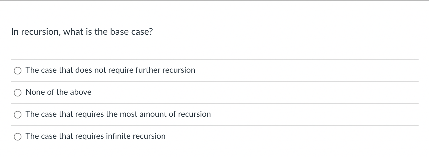 Solved In Recursion What Is The Base Case The Case That 6096