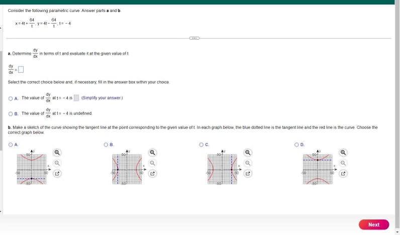 Solved Consider the following parametric curve. Answer parts | Chegg.com