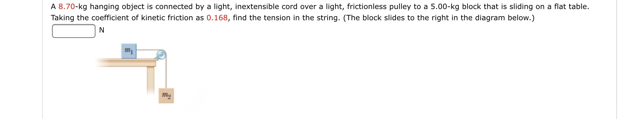 Solved A 8.70-kg hanging object is connected by a light, | Chegg.com