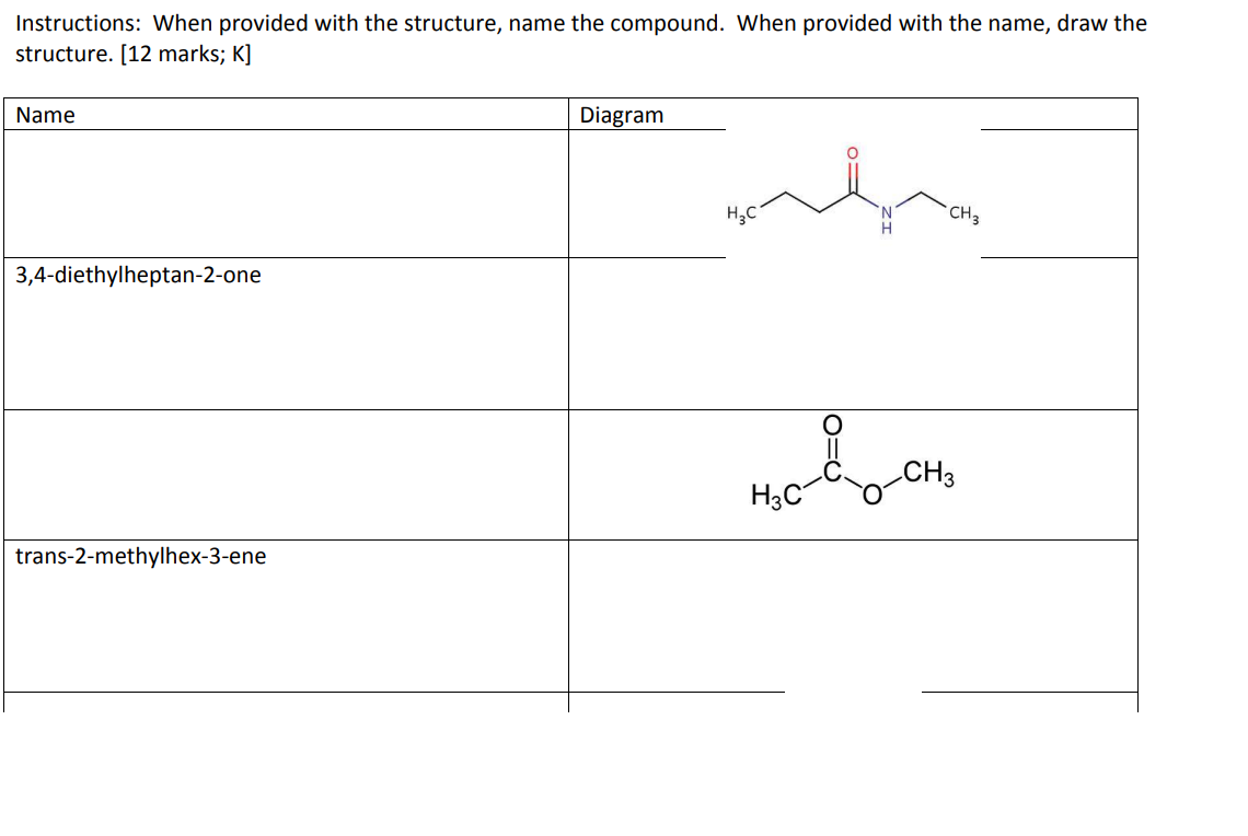 Solved Instructions: When provided with the structure, name | Chegg.com