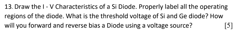 Solved 13. Draw the I - V Characteristics of a Si Diode. | Chegg.com