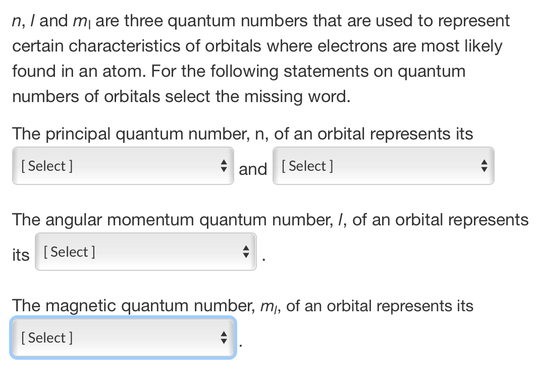 Solved n, I and my are three quantum numbers that are used | Chegg.com