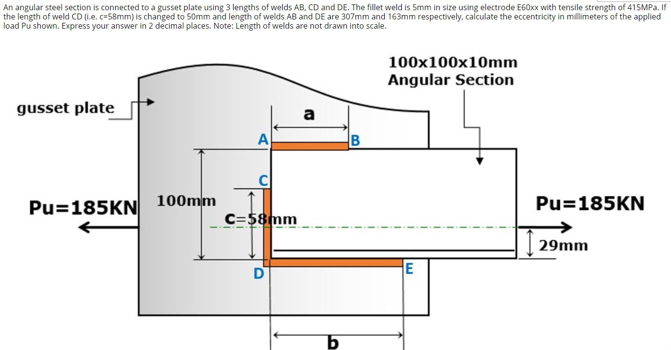 Solved An angular steel section is connected to a gusset | Chegg.com
