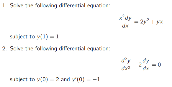 Solved 1. Solve the following differential equation: | Chegg.com