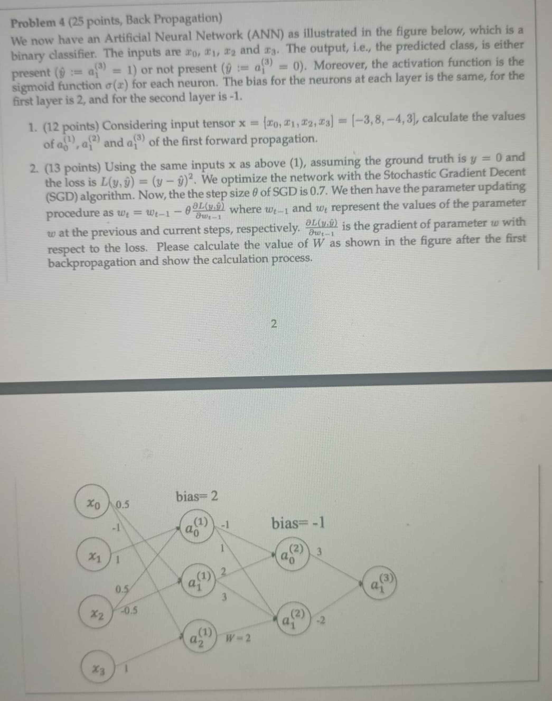 Solved Problem 4 ( 25 ﻿points, Back Propagation)We now have | Chegg.com
