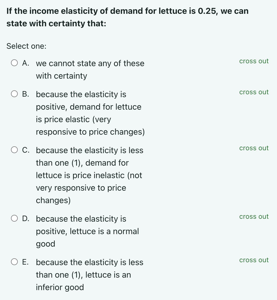Solved If the income elasticity of demand for lettuce is | Chegg.com