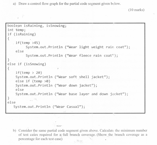 Solved a) Draw a control flow graph for the partial code | Chegg.com