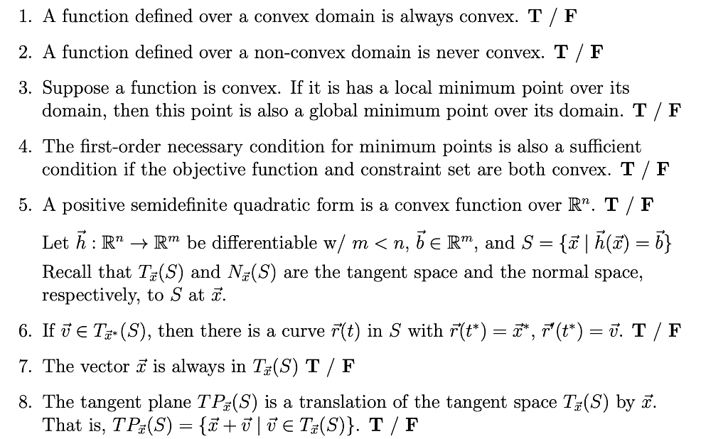 Solved 1. A function defined over a convex domain is always | Chegg.com