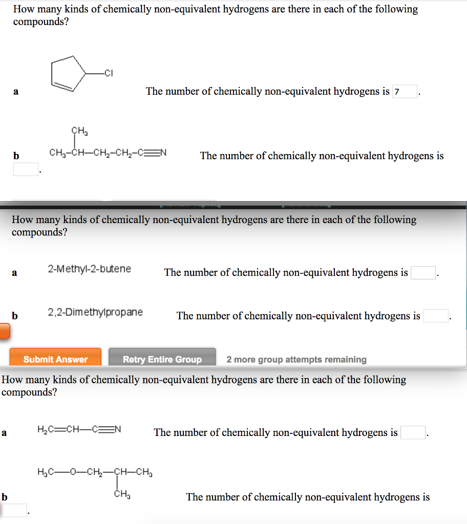 Solved How many kinds of chemically non-equivalent hydrogens | Chegg.com