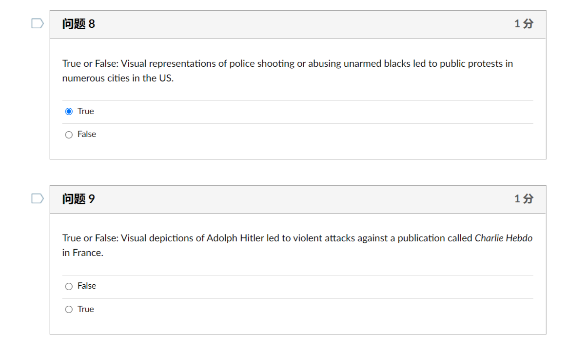 Solved n 问题8 14 True or False: Visual representations of | Chegg.com
