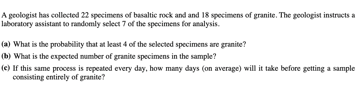 [Solved]: Need help with a,b,c. Thanks! A geologist has col