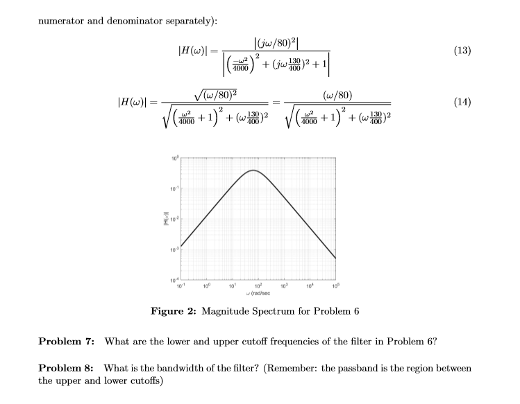 Solved Fourier Transfer, low high pass filters, bandwidth: | Chegg.com