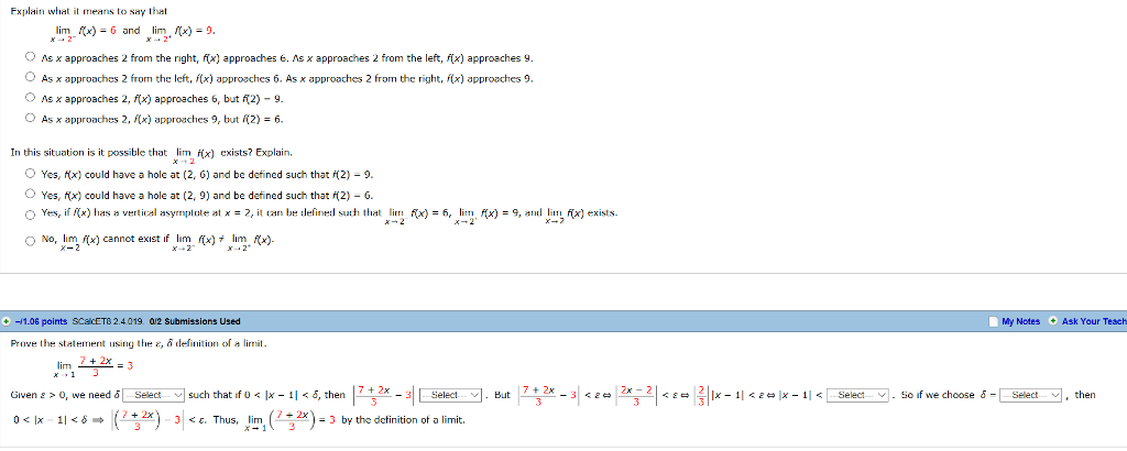 Solved Fxplain what it means to say that lim x)6 and lim | Chegg.com